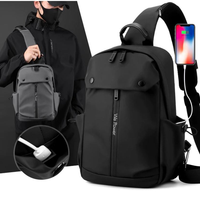 Jual We Power Tas Pria Sling bag Import Waterproof USB Portable Tas ...