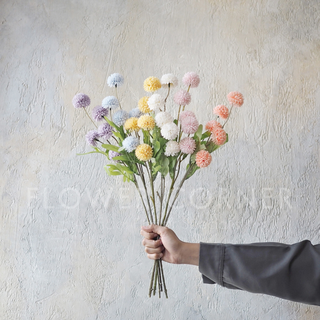 Jual Bunga Artificial Mini Pompom Pastel Spray (B23219) | Shopee Indonesia