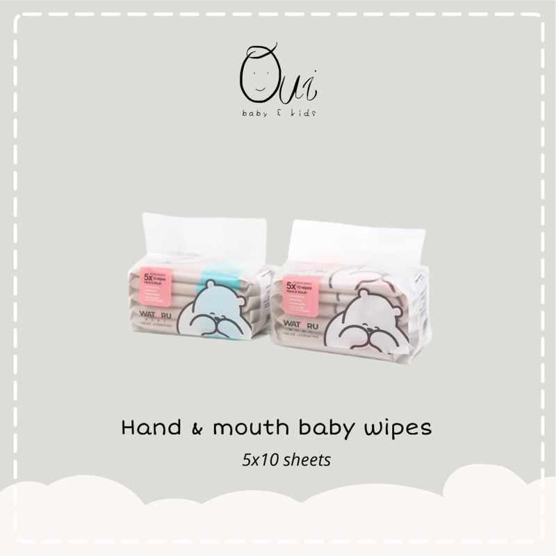 Jual Wateru Baby Hand & Mouth Wipes Bamboo 5x10 sheets / tissue basah ...