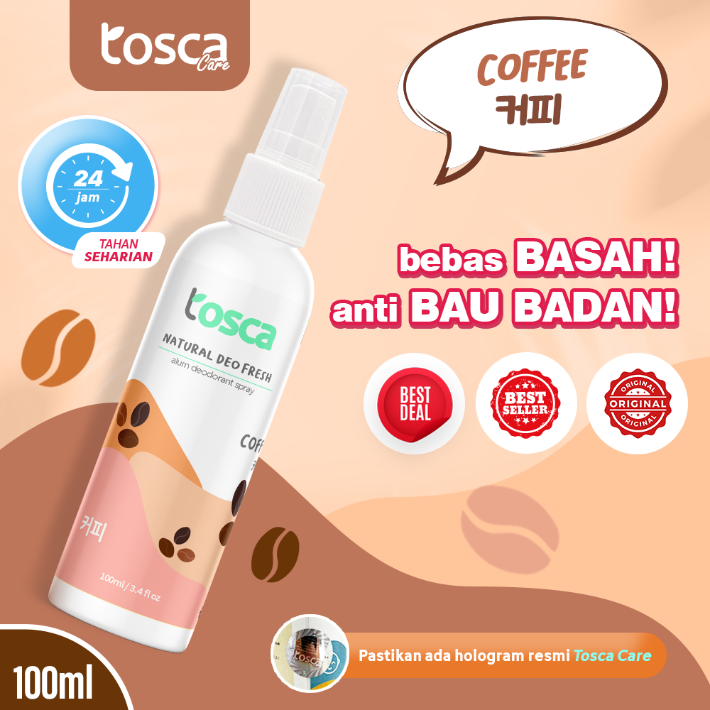 Jual TOSCA Natural Deodorant Tawas Spray 100ml Aroma Coffee deodorant ...
