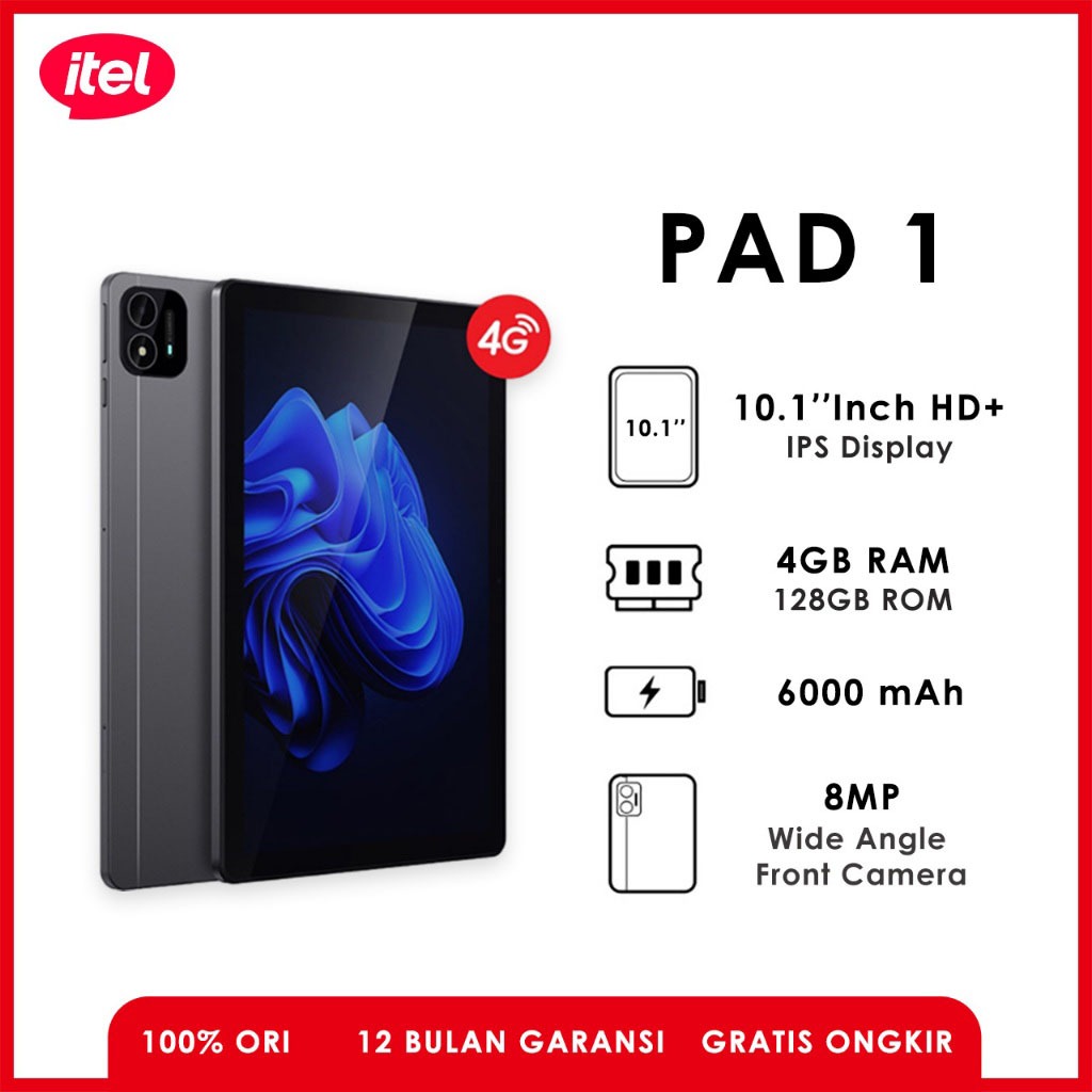 Jual Itel Pad 1 4gb128gb 101hd Ips Screen 6000mah Garansi Resmi Shopee Indonesia