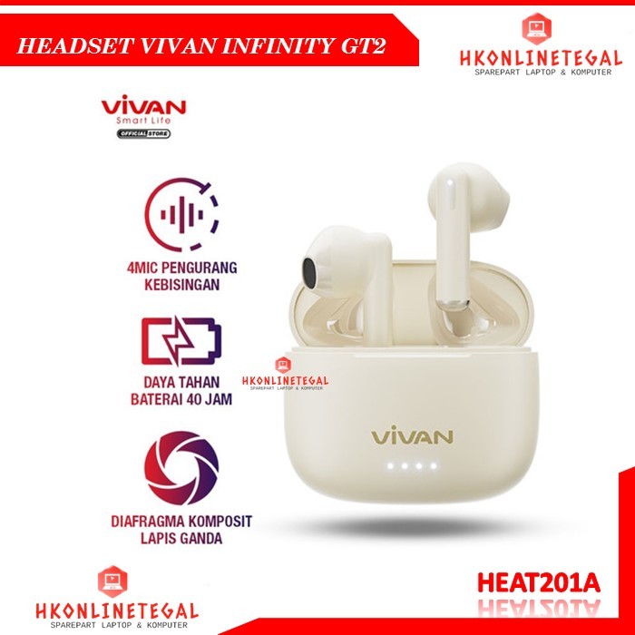 Jual Earbuds Bluetooth TWS VIVAN INFINITY GT2 - WHITE | Shopee Indonesia