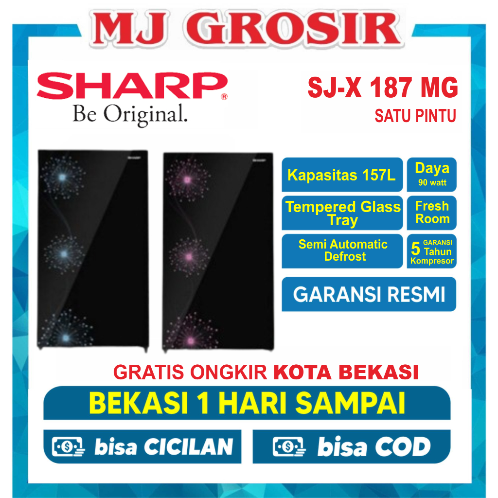 Jual KULKAS SHARP SJX 187 MG / 185 MG LEMARI ES 1 PINTU SHINE WATT KECIL DAN CEPAT DINGIN ...