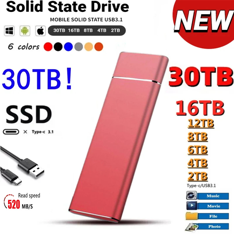 Jual USB3.1 Upgraded SSD Portable External SSD 30TB High Speed SSD 1TB ...