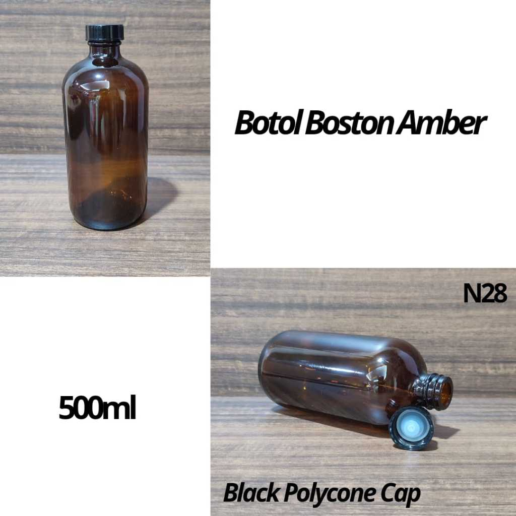 Jual Botol kaca Amber 500ml Botol Juice Kopi Boston Round Phenolic Cap ...