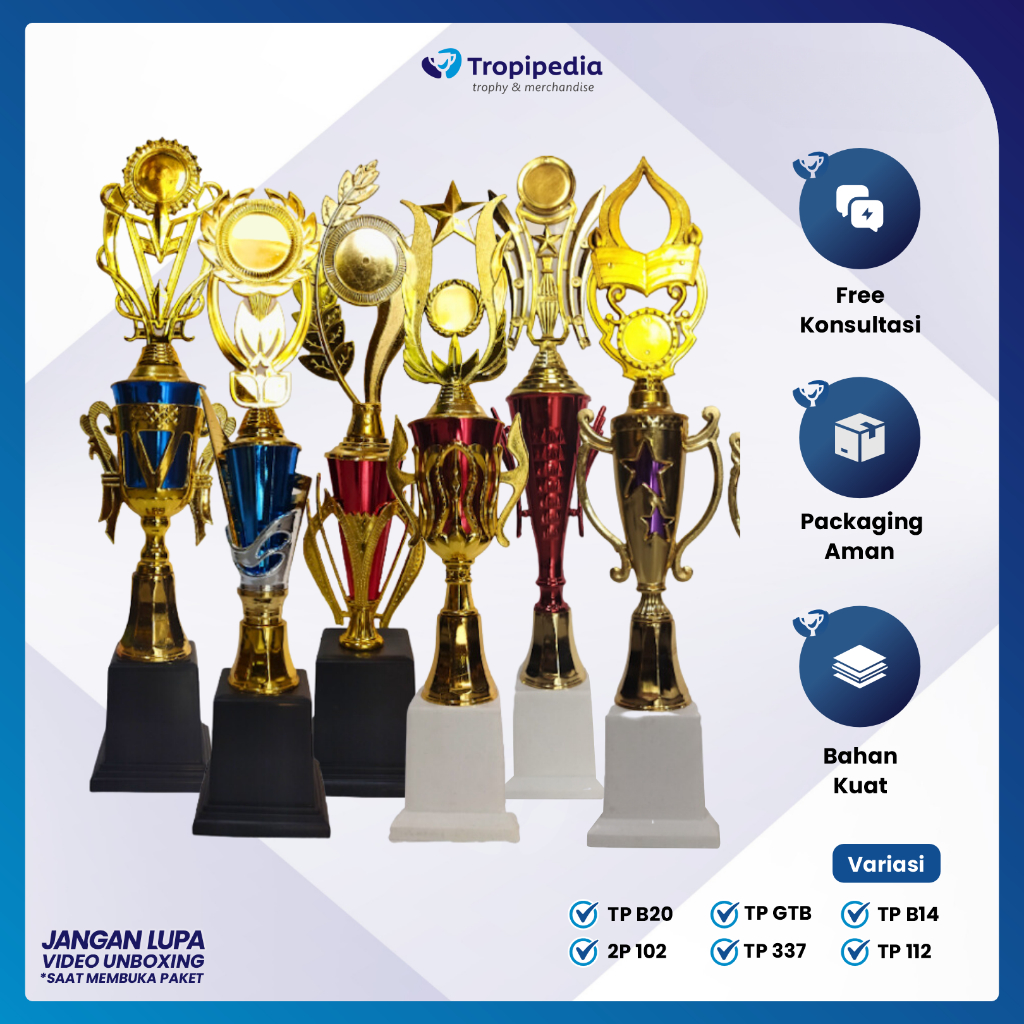 Jual Piala Custom Nama Logo Gambar Juara 1 2 3 Bahan Plastik Gold Figur ...
