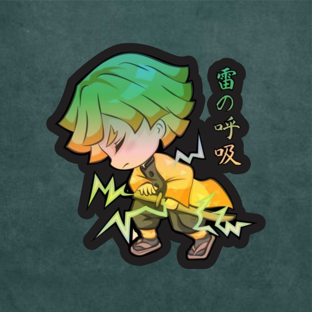 Jual Stiker Anime Hologram Zenitsu Demon Slayer Case Hp dan Laptop 7 Cm ...