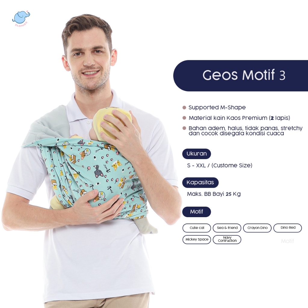 Jual Elephas Geos Motif Series - Gendongan Bayi Geos Instan Premium ...