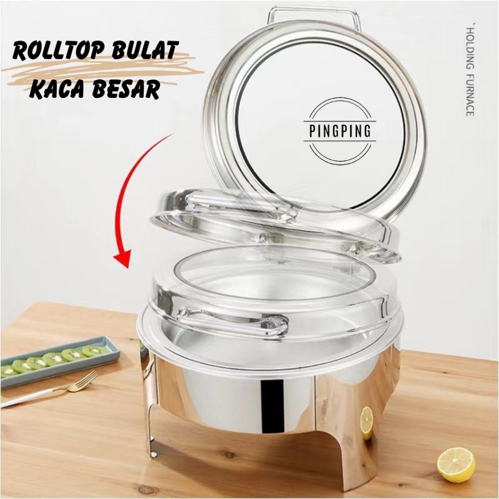 Jual Chafing Dish / Rolltop Segi Kaca Kecil Catering Stainless Steel ...