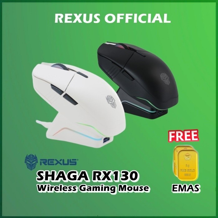 Jual Rexus Shaga RX130 RX-130 Mouse Gaming Wireless With Charging Dock ...