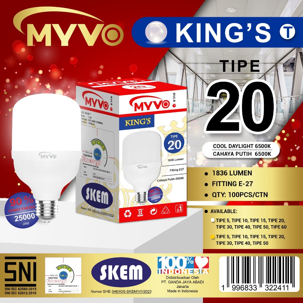 Jual Lampu LED Capsule Myvo King Type 20 E27 Standar SNI Good Quality | Shopee Indonesia