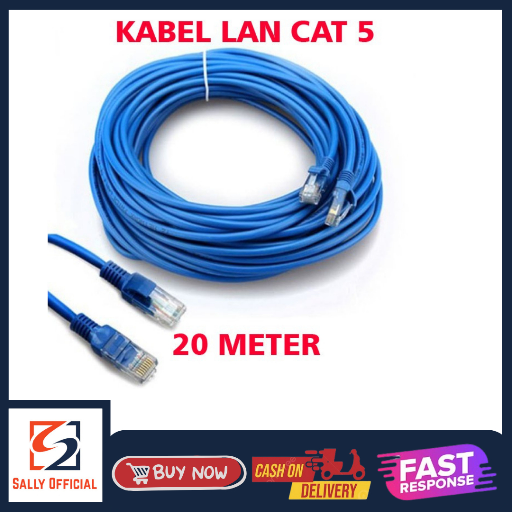 Jual Kabel LAN RJ45 20M CAT 5 / Cat5E Ethernet Network Cable / Kabel ...