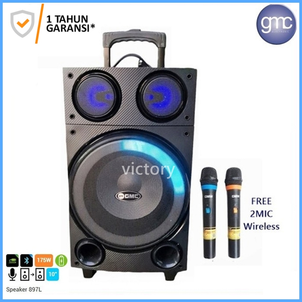 Jual Speaker GMC 897L BLUETOOTH 10 inch free 2 MIC Wireless | Shopee ...