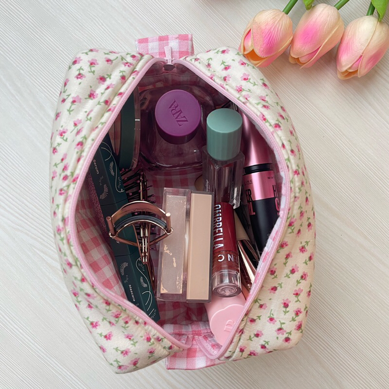 Jual Pink Floral Pouch by marsyanda.studio | pouch make up | pouch serbaguna | Shopee Indonesia