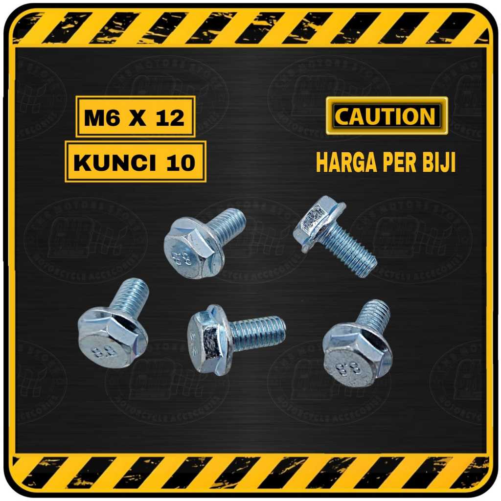 Jual Baut Flange M6 x 12 || M6x12 ( Baut Kunci 10 | Panjang 12 mm / 1,2 cm ) | Shopee Indonesia
