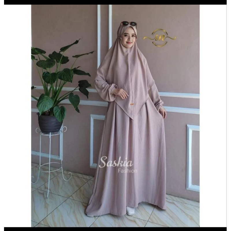 Jual GAMIS SYAR I SET HIJAB GAMIS BAHAN CRINGKLE AIRFLOW PREMIUM GAMIS MUSLIMAH GAMIS TERBARU ...