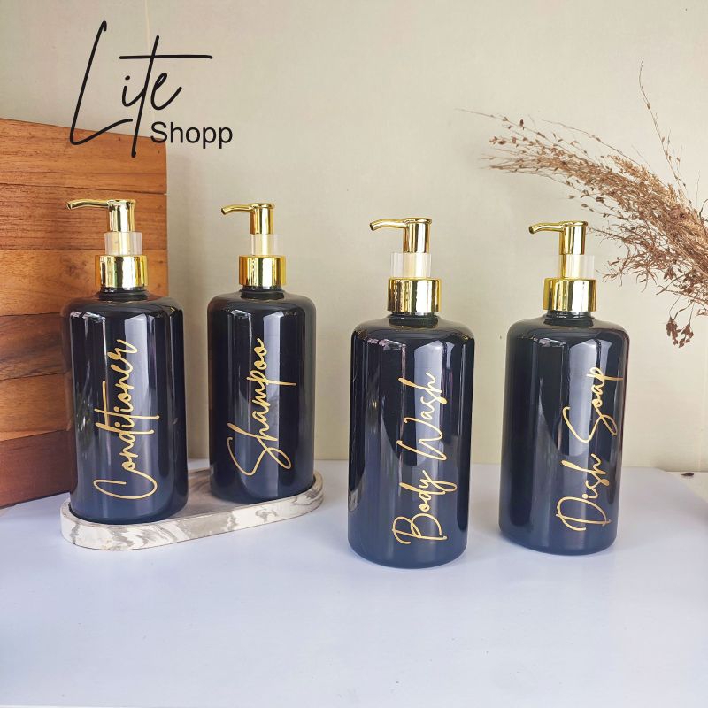 Jual BOTOL REFILL SABUN CAIR 500ML HITAM GOLD AESTHETIC | Shopee Indonesia