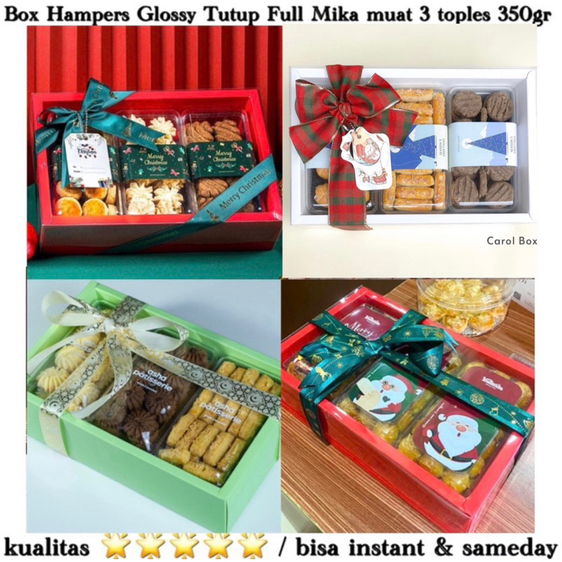 Jual Kotak Hampers Tutup Full Mika muat 3 Toples Persegi Panjang 350 gr ...