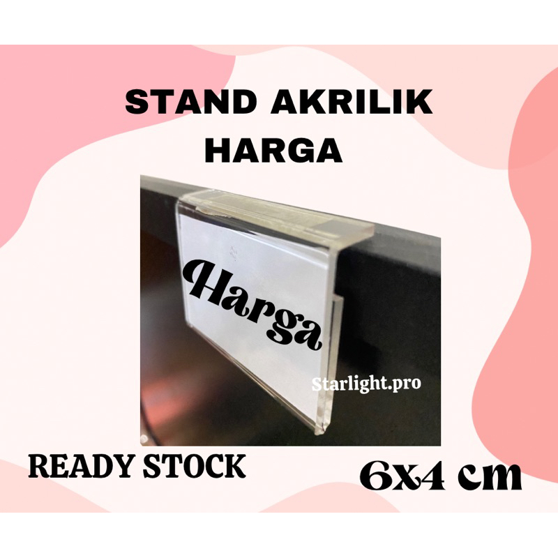 Jual Label harga akrilik 6x4 cm price tag holder stand akrilik harga ...