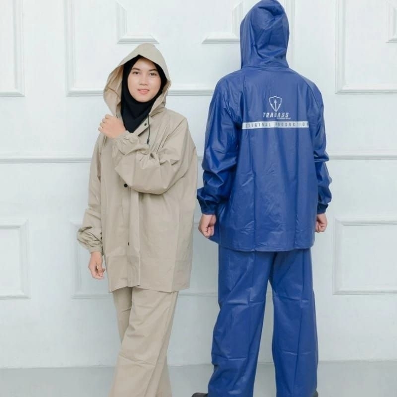 Jual Jas Hujan TRABASS bahan pvc karet 0,25 kuat dan lentur jas hujan setelan pria wanita jaket ...
