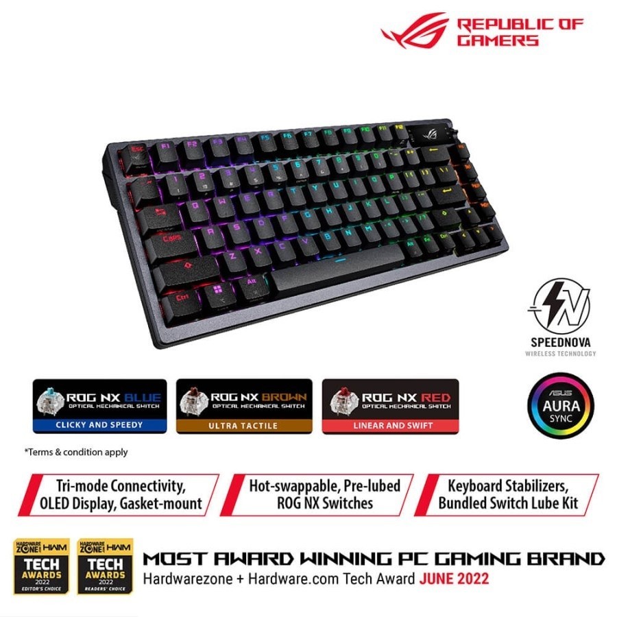 Jual ASUS ROG Azoth 75 Wireless DIY Custom Gaming Keyboard | Shopee ...