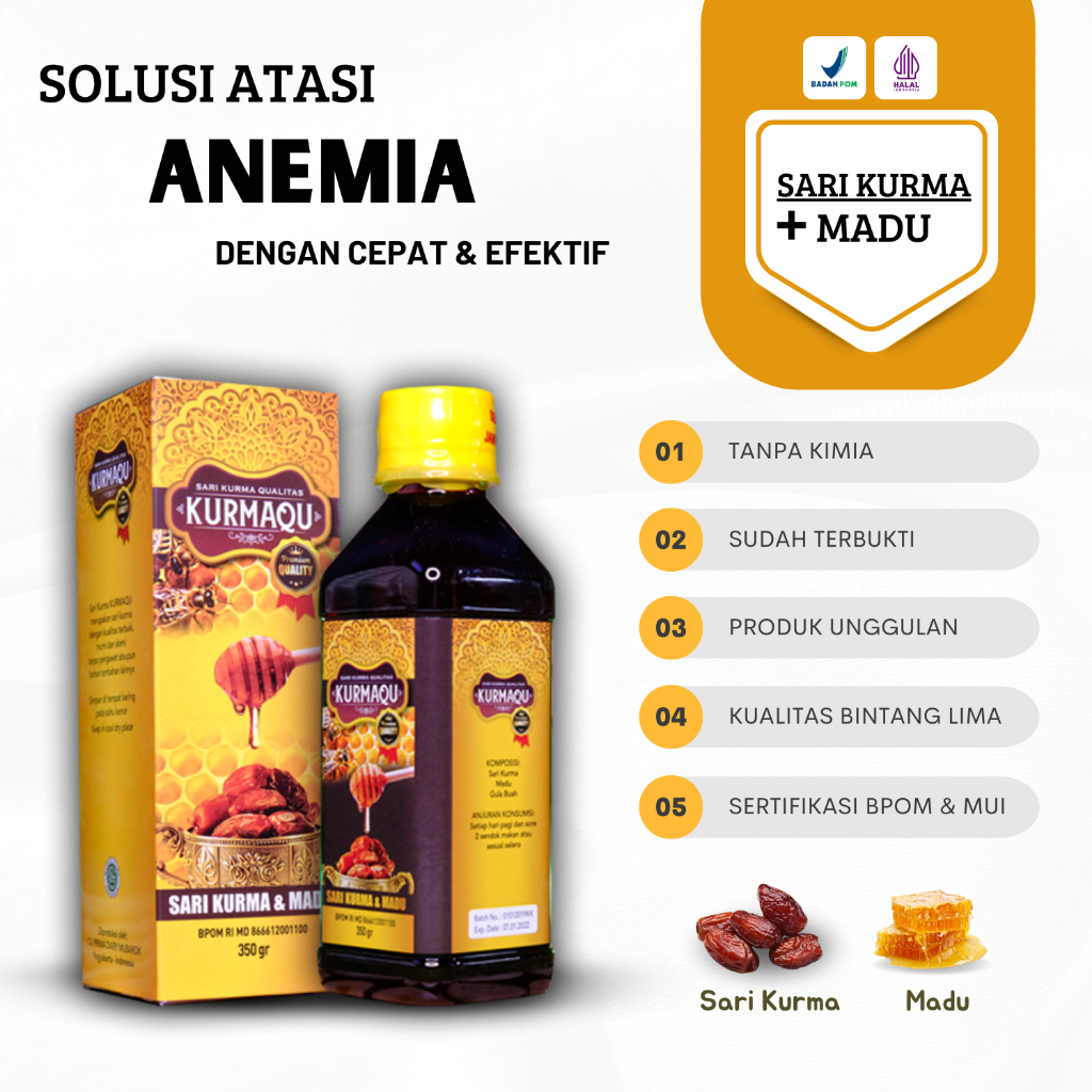 Jual Obat Anemia Kurang Darah Rendah Penambah HB Herbal Kurmaqu Sari ...