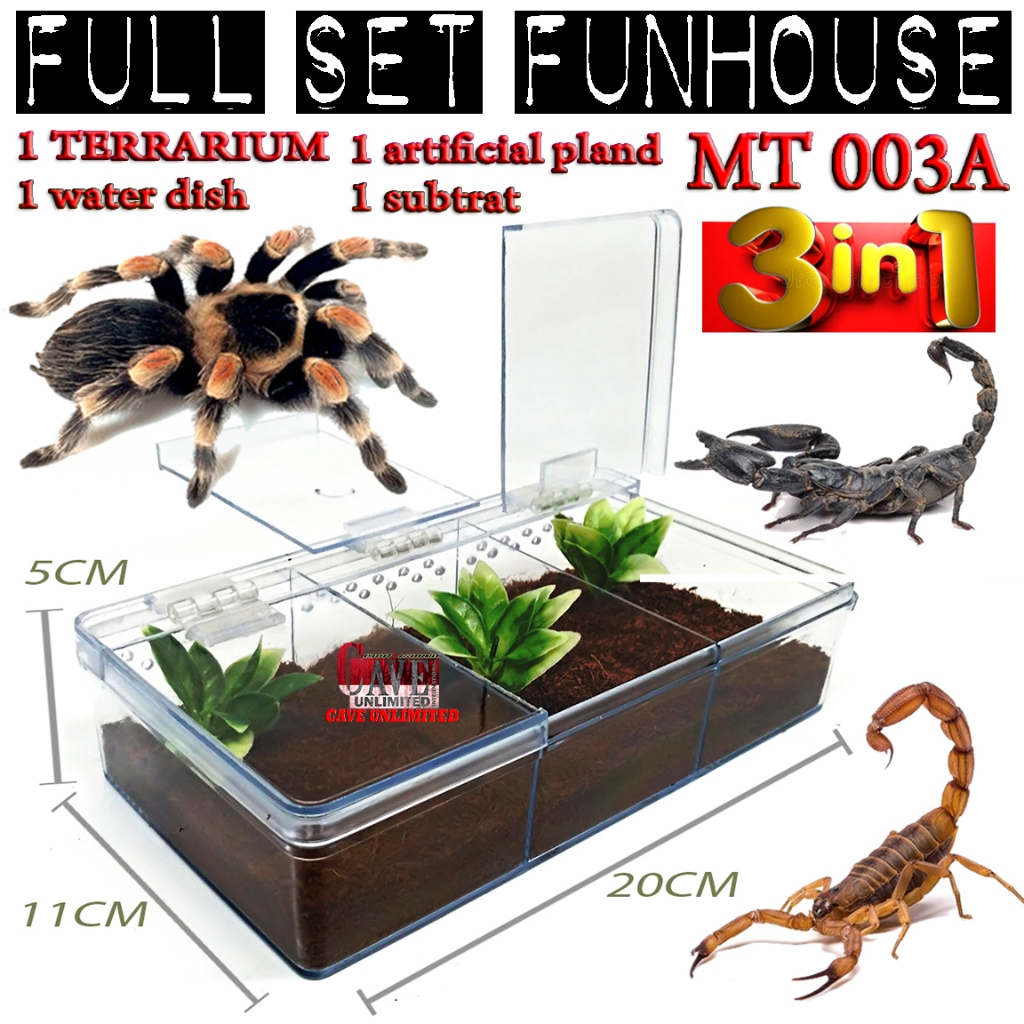 Jual MT003A TERRARIUM MINI PAKET ENCLOSURE TARANTULA TERRESTRIAL BURROW ...