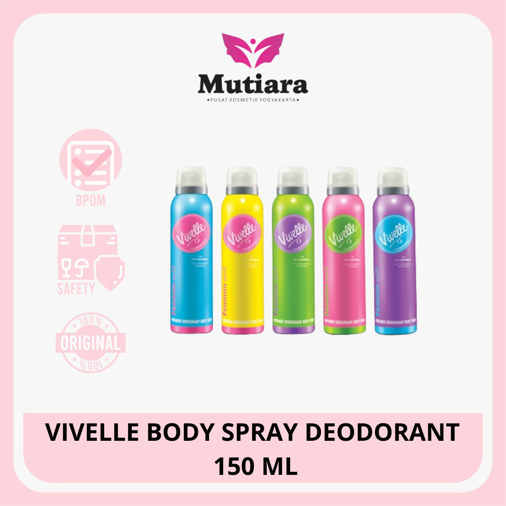 Jual VIVELLE BODY SPRAY DEODORANT PERFUMED WITH ANTI BACTERIAL 150 ML ...