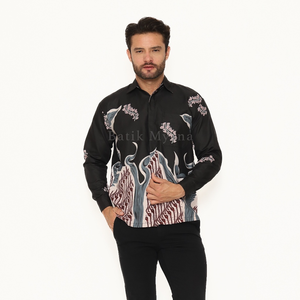 Jual BATIK MYRNA - Kemeja Batik Lengan Panjang Poly Pria Baju Atasan ...