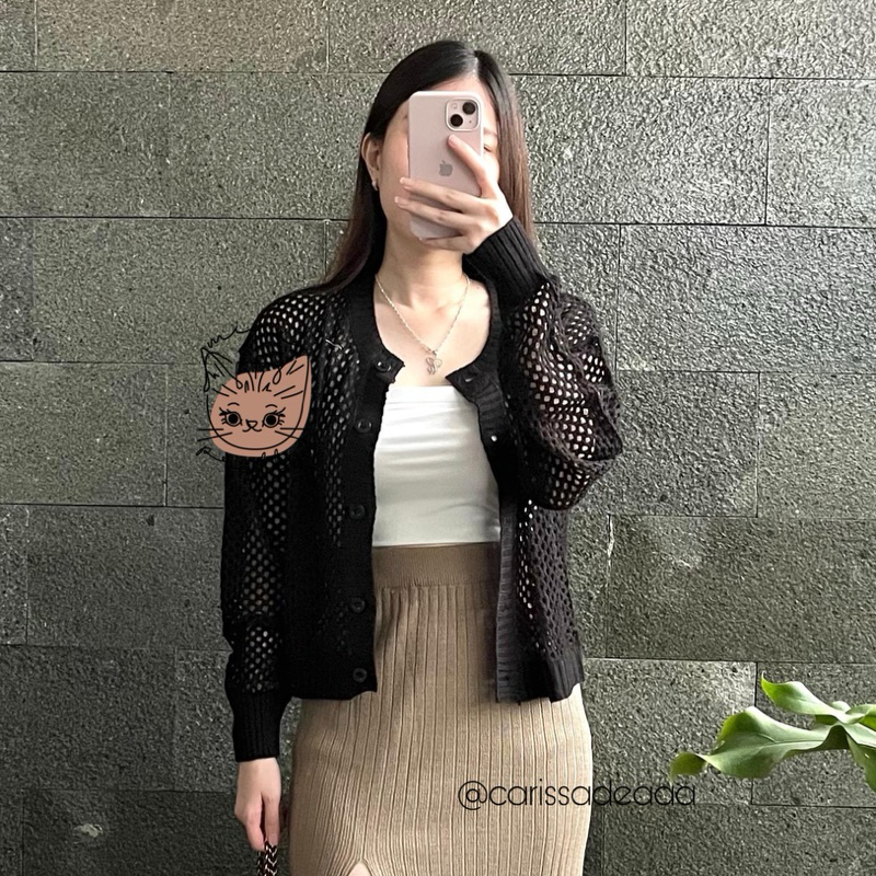 Jual Cardigan Rajut Crop Jaring / Cardi Fuji | Shopee Indonesia