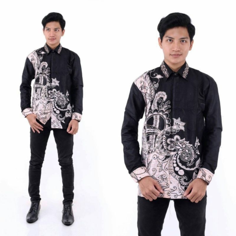 Jual Batik Hitam Manis Kemeja Batik Hitam Pria Lengan Panjang Kemeja ...