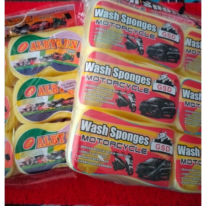 Jual spons cuci motor mobil isi 12 pics harga perlusin | Shopee Indonesia