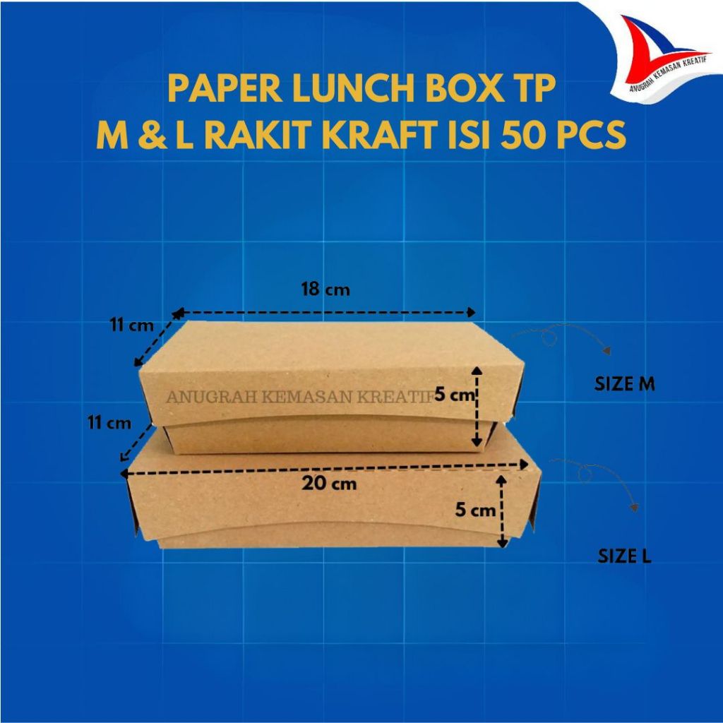 Jual Paper Lunch Box Tp Ukuran M Dan L Rakit Kraft / Kotak Makan Kertas ...