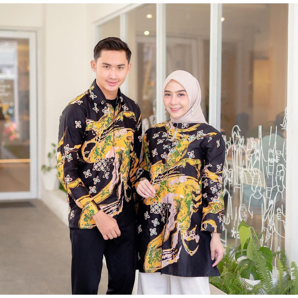 Jual Benang Raja Batik Couple Pria Wanita Katun Motif Abstrak Bunga ...