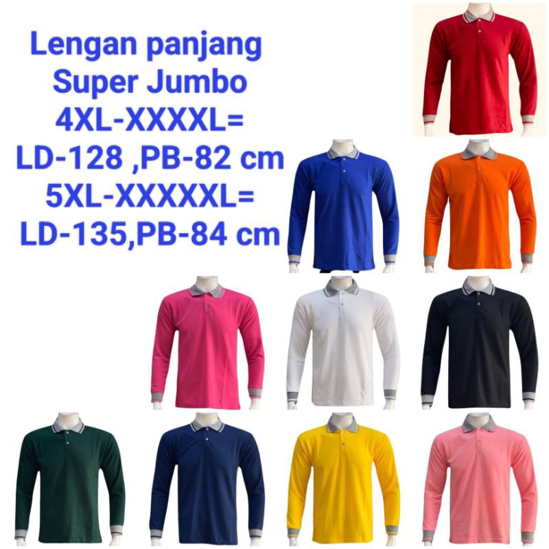 Jual Kaos polo shirt Super Jumbo lengan panjang/ kerah polo shirt ...