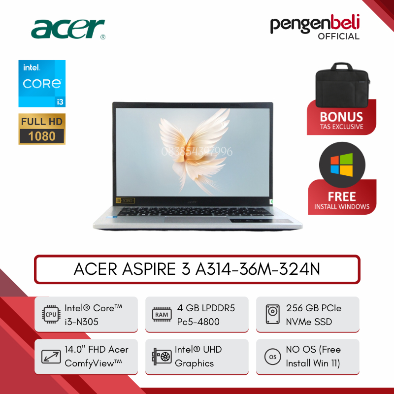 Jual LAPTOP ACER CORE I3 GEN TERBARU - ACER ASPIRE 3 A314-36M-324N ...