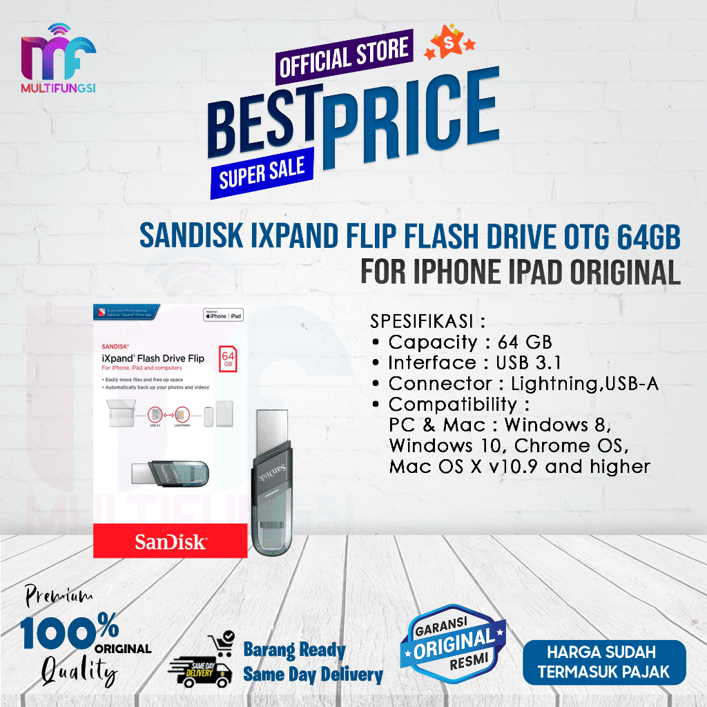 Jual Sandisk Ixpand Flash Drive Flip USB 3.1 Gen 1 SDIX90N 64GB/128GB ...