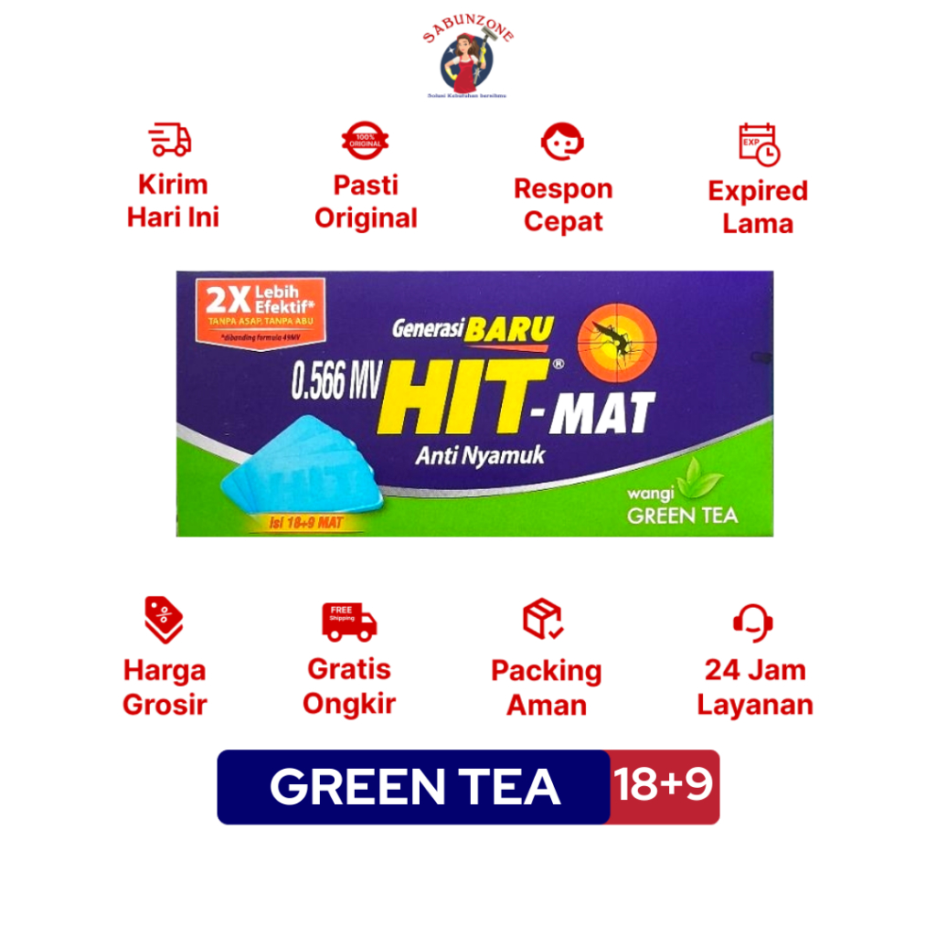 Jual Hit Mat Green Tea Anti Nyamuk Refill Isi Ulang 18s+9s | Shopee ...