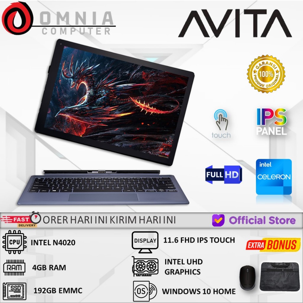 Jual Laptop 2in1 Avita Magus Intel N4020 RAM 4GB/192GB 11 inch FHD IPS ...