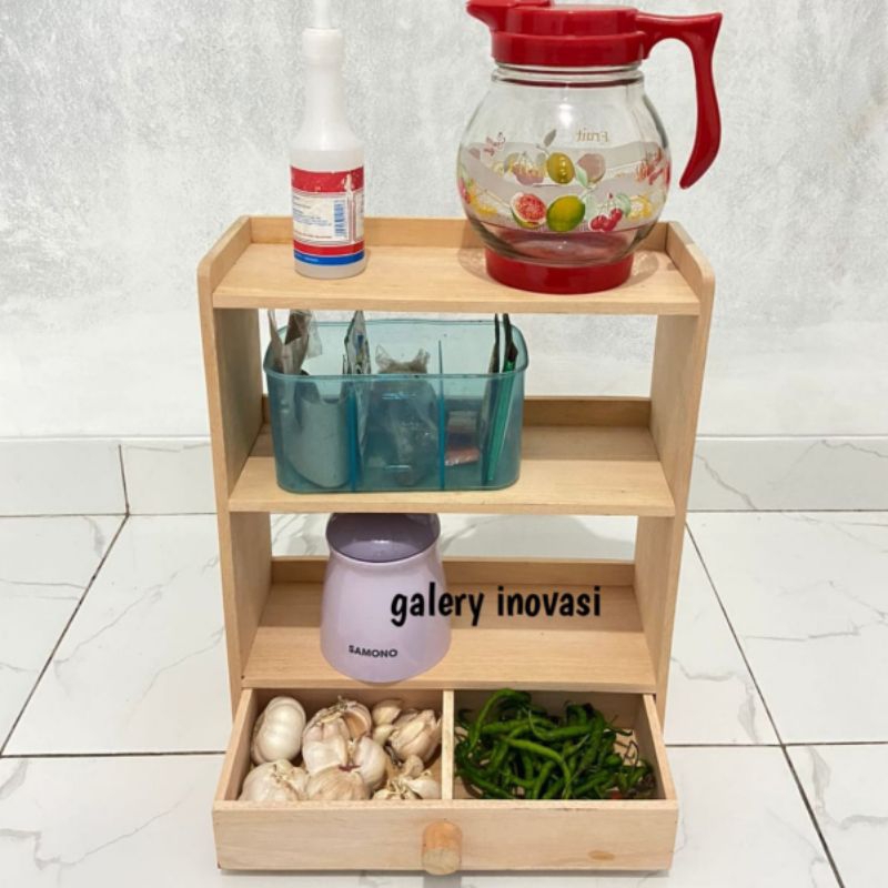 Jual Rak bumbu susun laci / tempat bumbu tingkat / rak toples botol ...