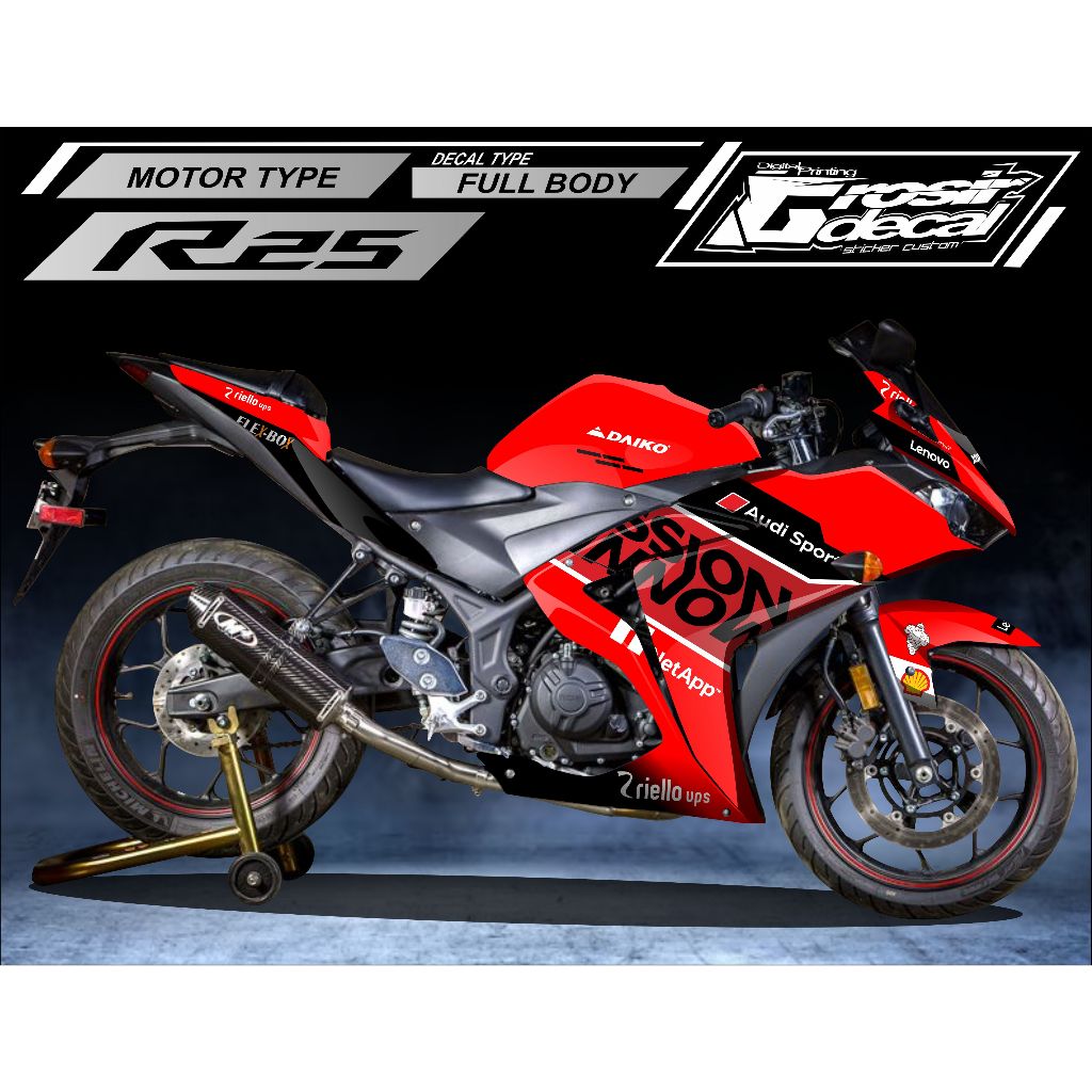 Jual Decal Yamaha R25 Merah Fullbody Stiker R25 Merah Fullbody | Shopee ...