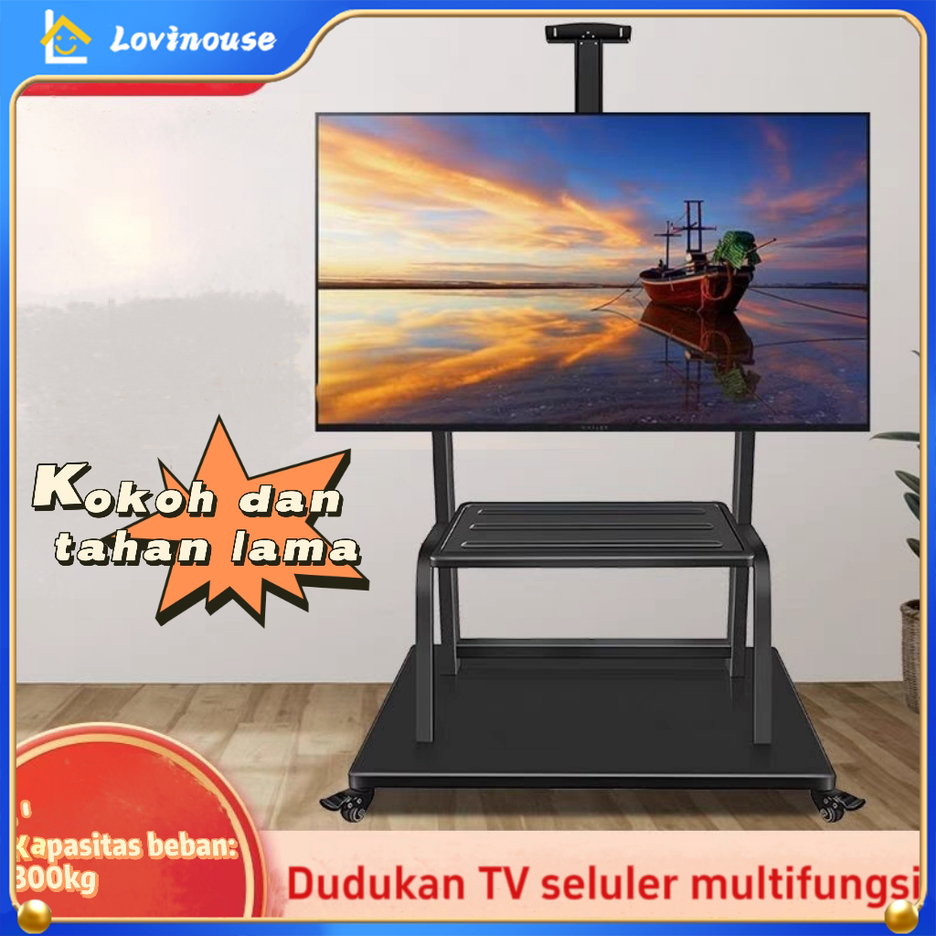 Jual Bracket standing roda LED TV 32"- 100" + Tray,Braket TV Standing ...