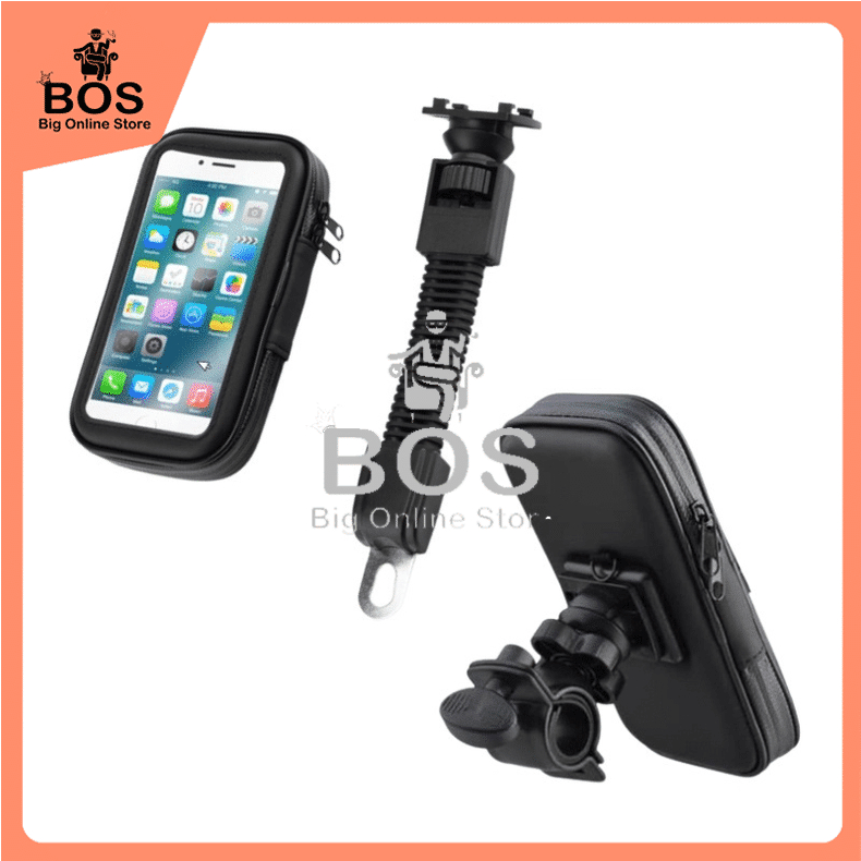 Jual BOS - Holder Hp Motor Spion / Stang WaterProof 6,3inch Holder Motor Spion Dan Stang Anti ...