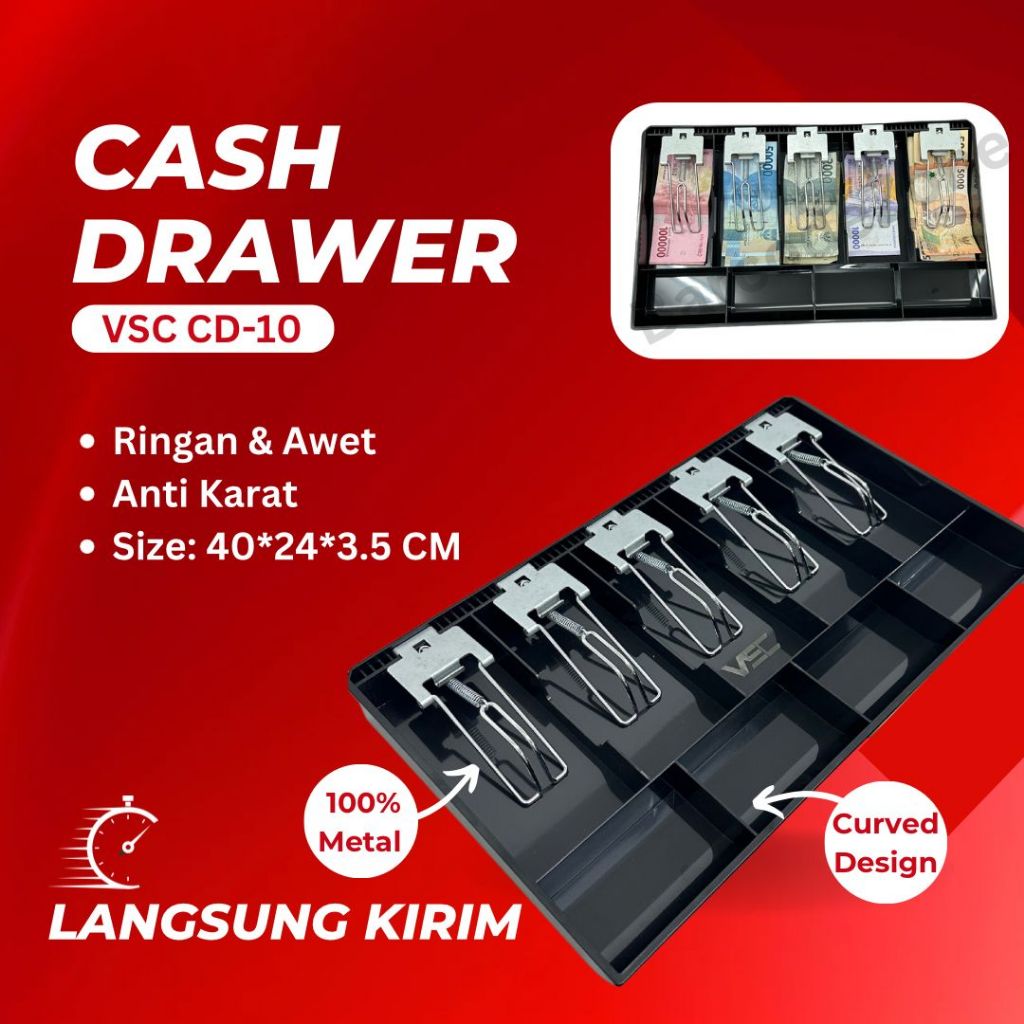 Jual PORTABLE CASH DRAWER / LACI KASIR VSC CD-10 STAINLESS METAL LACI ...