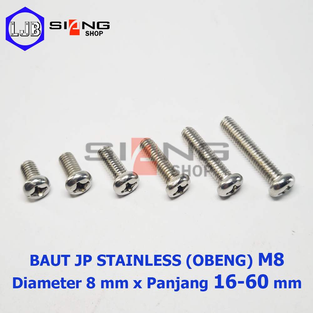 Jual Baut JP Stainless M8 panjang 16 sd 60mm | Shopee Indonesia