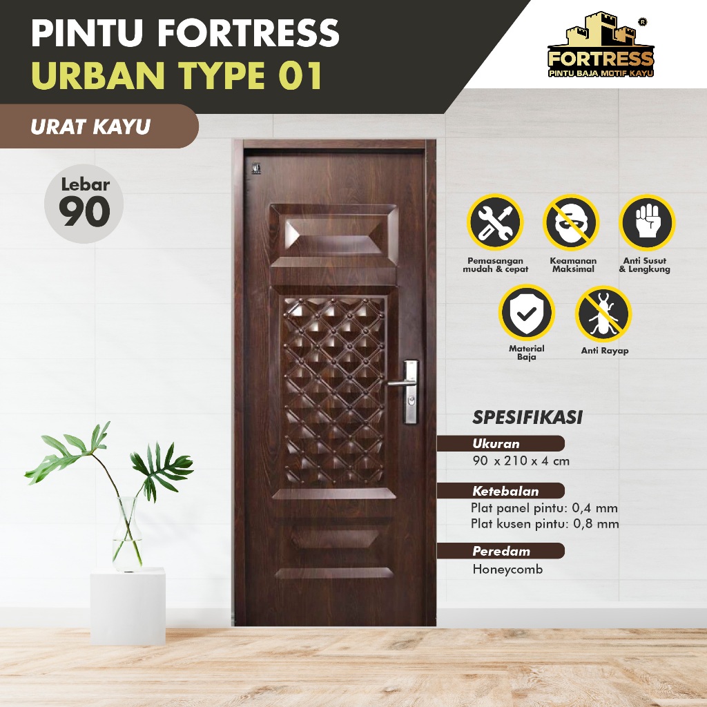 Jual PINTU BAJA FORTRESS URBAN TYPE 01 / 90 CM / URAT KAYU / PINTU ...