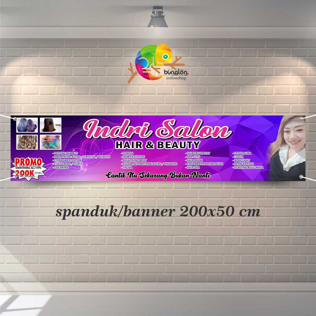 Jual Spanduk Banner 200x50 Salon Hair and Beauty Custom Desain | Shopee ...