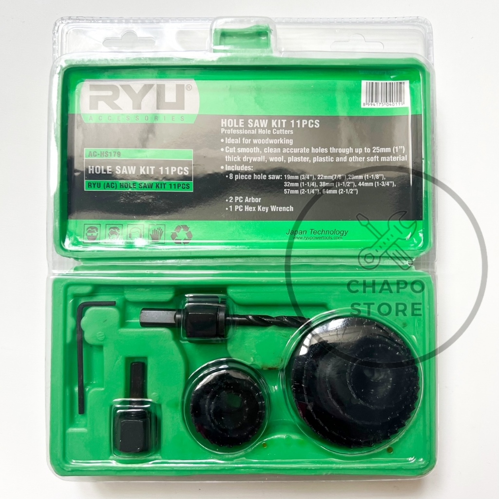 Jual RYU hole saw set 11pcs mata bor kayu pipa pvc triplek set ryu ...