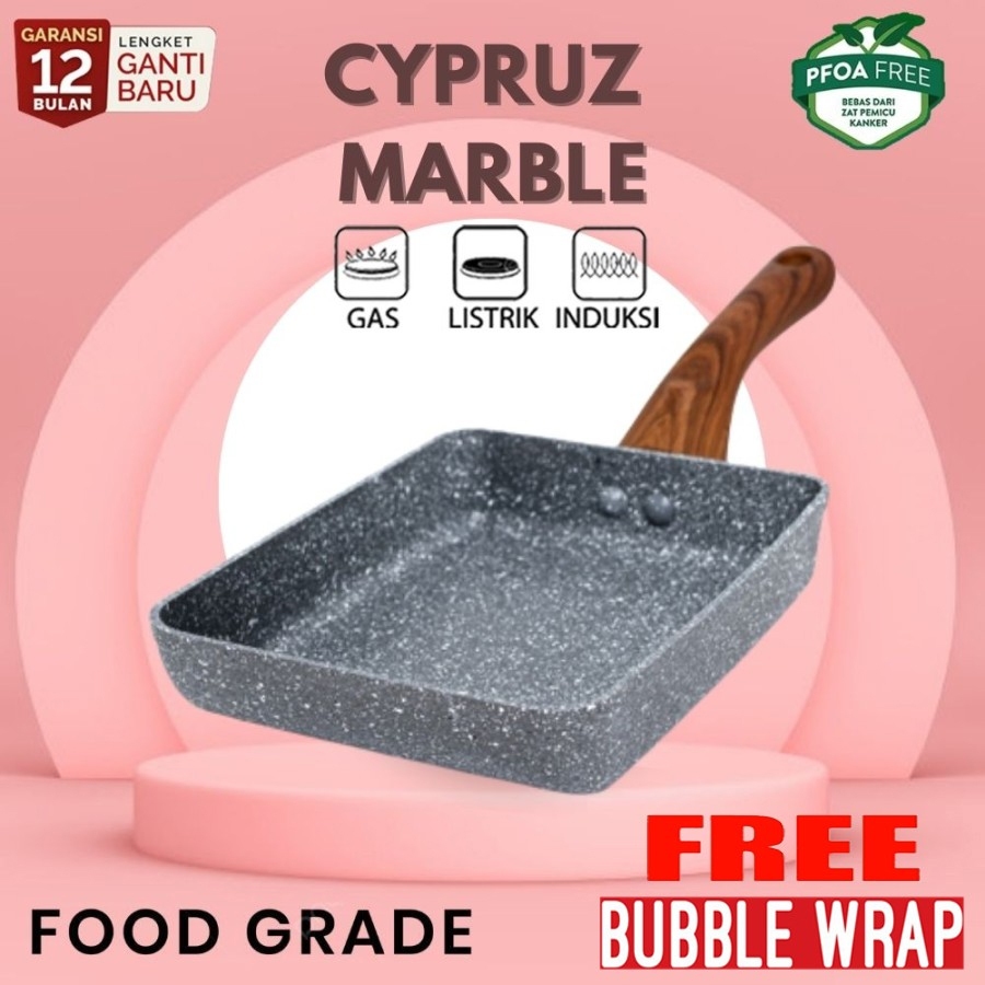 Jual Cypruz Cookware Cyprus Fry Pan Marble Tamagoyaki Omelette Omlet Kotak FP-0643 wajan ...
