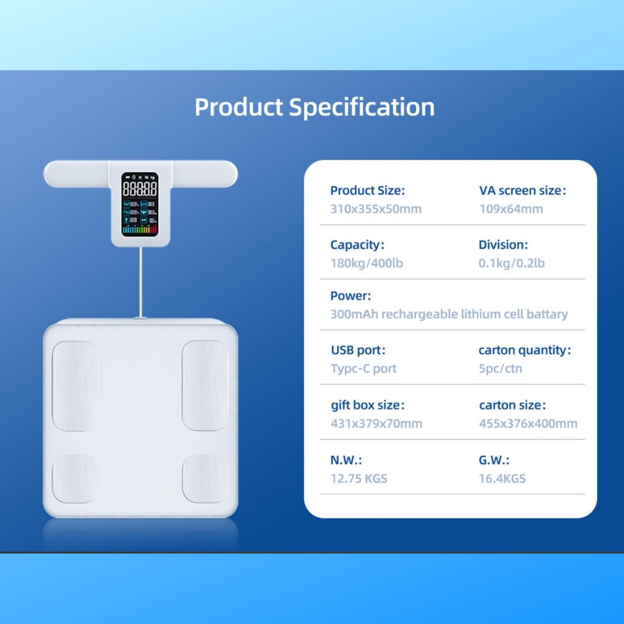 Jual Welland Smart Pro Bioimpedance Scale 8 Electrodes BMI Body Fat Scale | Shopee Indonesia